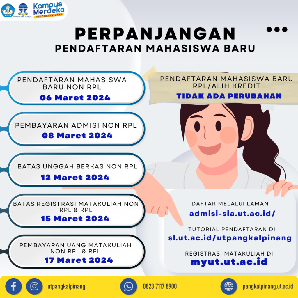 Perpanjangan Pendaftaran Mahasiswa Baru - UT